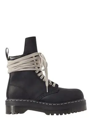 Rick Owens Dr. Martens X Quad Sole Steel Toe Leather Boots - Black