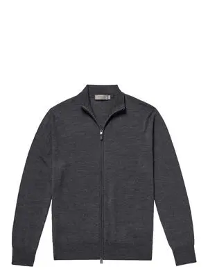 Canali Wool Zip-up Cardigan - Gray