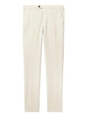 Canali Slim-fit Straight-leg Garment-dyed Stretch-cotton Twill Chinos - Neutrals