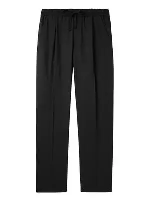 Altea Straight-leg Pleated Wool-blend Trousers - Black