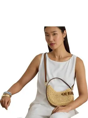 Ralph Lauren Woven Straw Small Tasha Crossbody Bag - Natural/lauren Tan