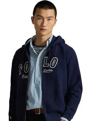 Ralph Lauren Rl Fleece Western-logo Hoodie - Cruise Navy