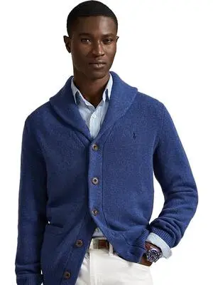 Ralph Lauren Wool-cashmere Shawl-collar Cardigan - Rustic Navy Heather