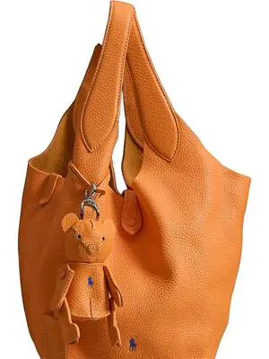 Ralph Lauren Polo Bear Leather Bag Charm - Orange Peel