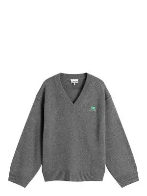 GANNI Core Future Wool Mix V-Neck Jumper