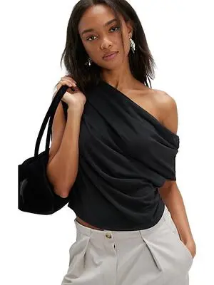 Free People Off-the-shoulder Draped Top - Black