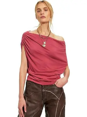 Free People Off-the-shoulder Draped Top - Deep Claret