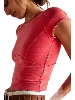 Free People We The Free Protagonist Cropped Tee Red Racer