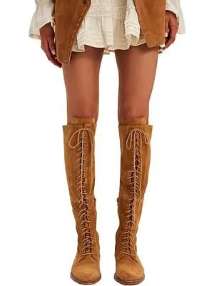 Free People Davey Over-the-knee Lace-up Boots - Camel
