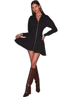 Fleur Du Mal Unzip Me Hoodie Mini Dress - Black