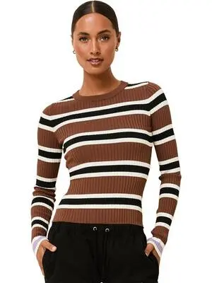 Solid & Striped Ribbed Knit Top - Stripe