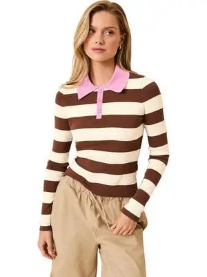 Solid & Striped Debra Striped Polo Top - Stripe
