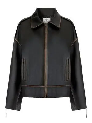 AUREUM The Mercer Leather Jacket Brown