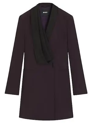 BOSS Tuxedo-style Contrast-lapel Wool Mini Dress - Open Purple