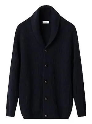 Eton Shawl Collar Wool Knit Cardigan - Navy Blue