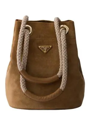 Prada Small Suede Bucket Bag - Cinnamon