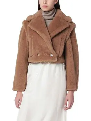Max Mara Short Teddy Shearling Coat - Beige