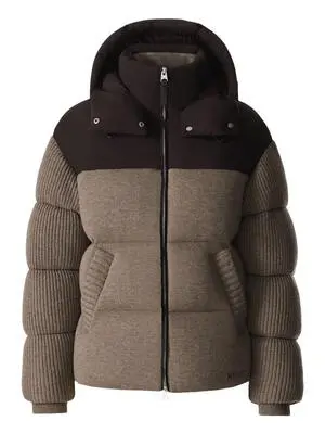 Mackage Cashmere-blend Down Jacket With Removable Hood - Coffee