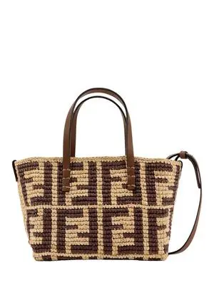 Fendi Raffia Mini Roll Shoulder Bag - Beige