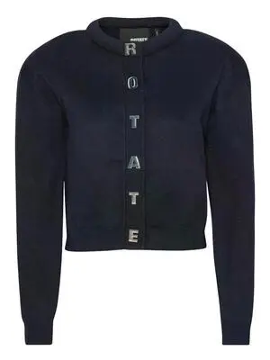 ROTATE BY BIRGER CHRISTENSEN Letter Embellishment Knit Cardigan - Blue