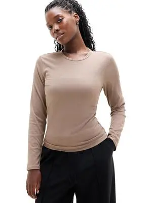 Athleta Ribbed Modal Top - Mortar Mushroom