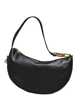 Anthropologie Faux Leather Slouchy Shoulder Bag With Buckle - Black
