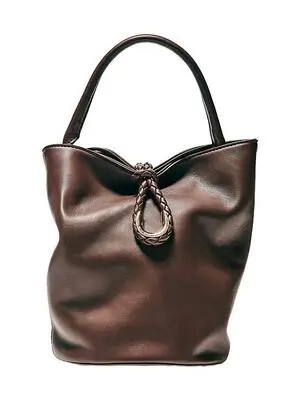AOTA Twist Tie Top-Handle Bucket Bag Chocolate