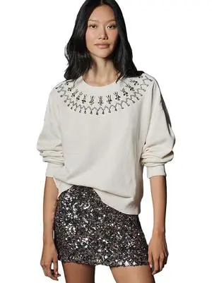 Maeve Embellished Cotton Sweatshirt - White