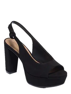 Bernardo Vega Peep-toe Platform Slingback Heels - Black