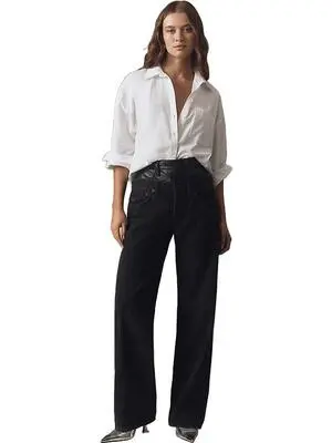 AGOLDE Elson High-Rise Wide-Leg Jeans Black