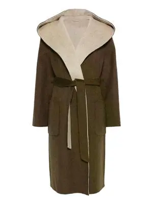 P.a.r.o.s.h Hooded Belted Coat - Brown