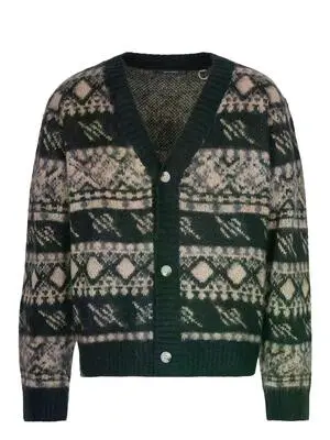 DAILY PAPER Patterned Knit Cardigan - Green