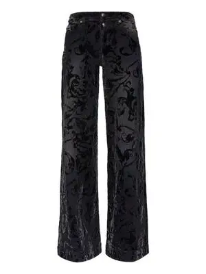 Versace Floral-pattern Flared Jeans - Black
