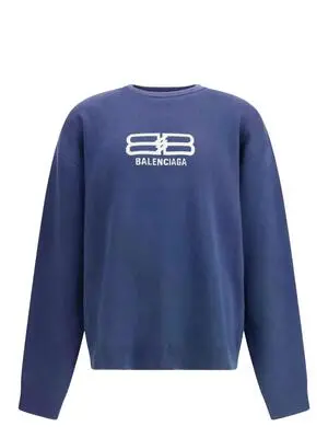 Balenciaga Logo-print Crewneck Sweater - Blue