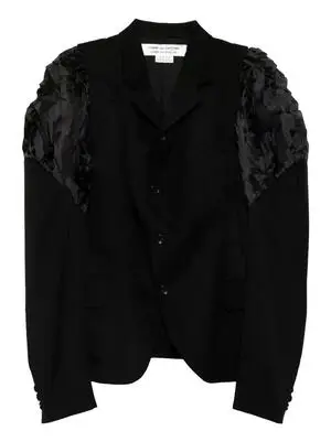 Comme Des Garçons Ruffled-sleeve Blazer - Black