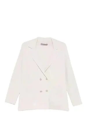 D.exterior Double-breasted Linen Blazer - Neutrals