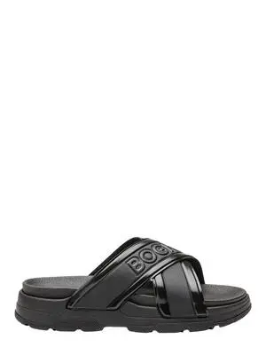 Bogner Embossed Crossover Flat Sandals - Black