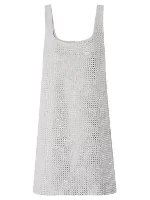 Pinko Perforated Square Neck Midi Dress - White
