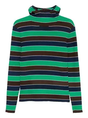 CHARLES JEFFREY Animal-ears Striped Jumper - Green