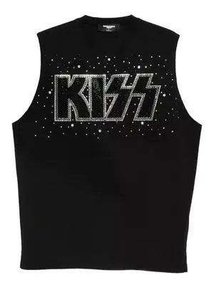 Dsquared2 X Kiss Crystal-embellished Tank Top - Black