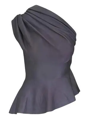 Khaite One-shoulder Ruffled Top - Grey