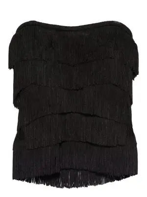 Norma Kamali Fringed Strapless Tank Top - Black