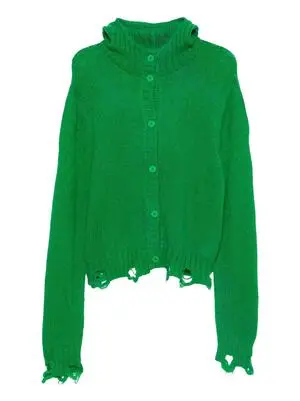 CHARLES JEFFREY Rabbit Balaclava Button-front Cardigan - Green