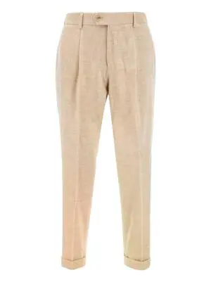 BOSS Pleated Corduroy Trousers - Neutrals