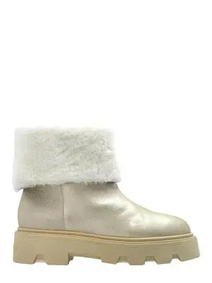 Moncler Aurea Shearling-Trim Boots Gold