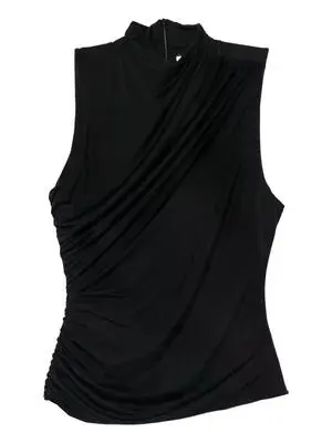 MARSEM Draped High-neck Top - Black