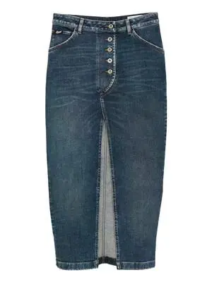 PENCE Whiskering-Effect Denim Skirt