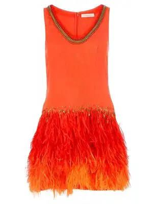 Matthew Williamson Feathered Jersey Mini Dress - Yellow