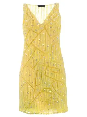 CRISTIANO BURANI Embellished Shift Dress - Yellow