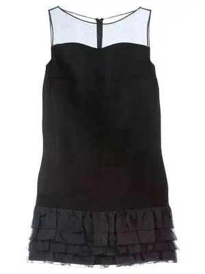 Giambattista Valli Layered Ruffle Hem Linen Dress - Black